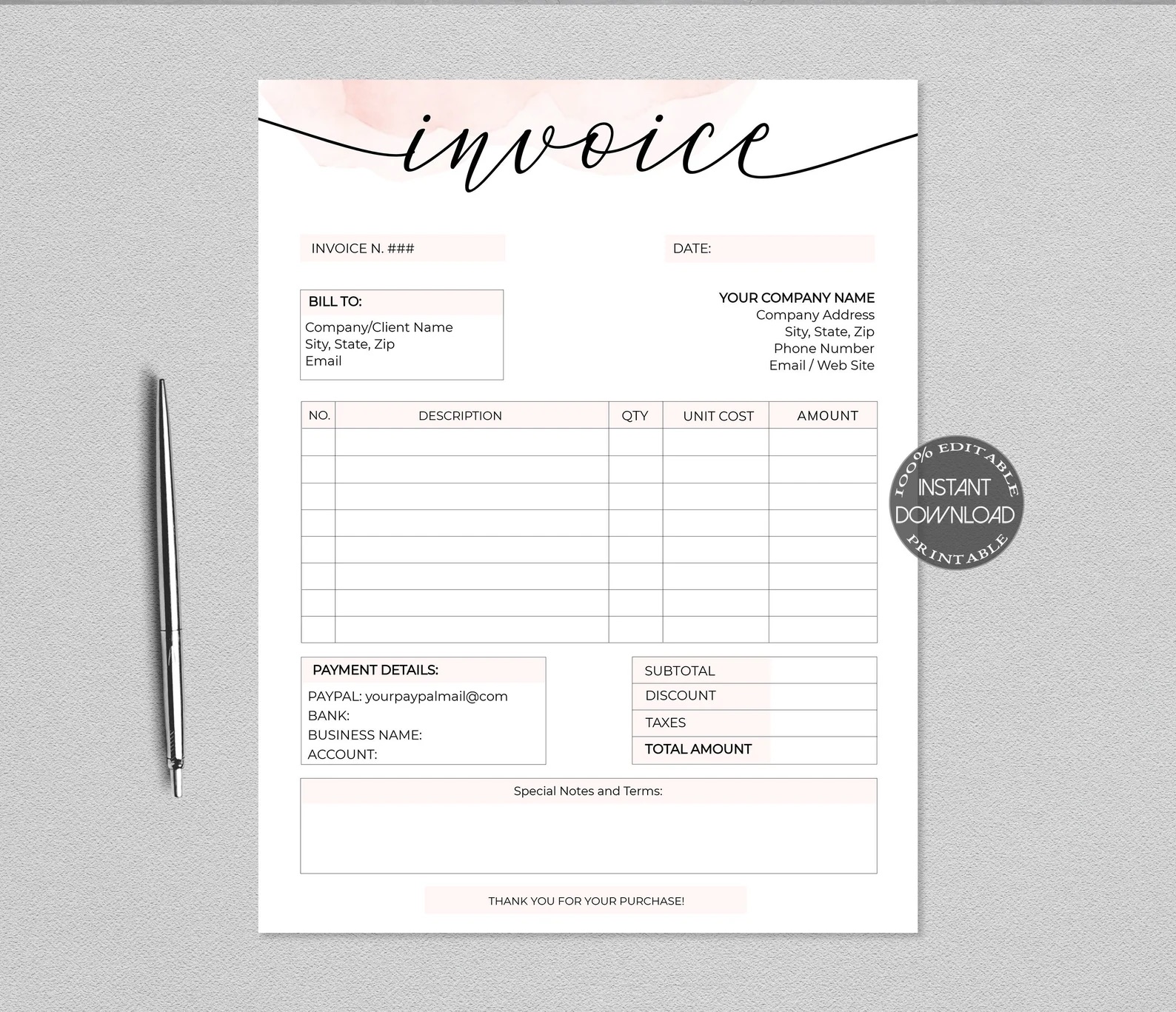 7 Canva Invoice Templates for Small Businesses - The Comma Mama Co.