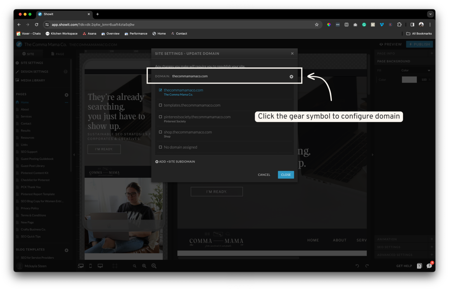How to Set Up 301 Redirects in Showit - The Comma Mama Co.